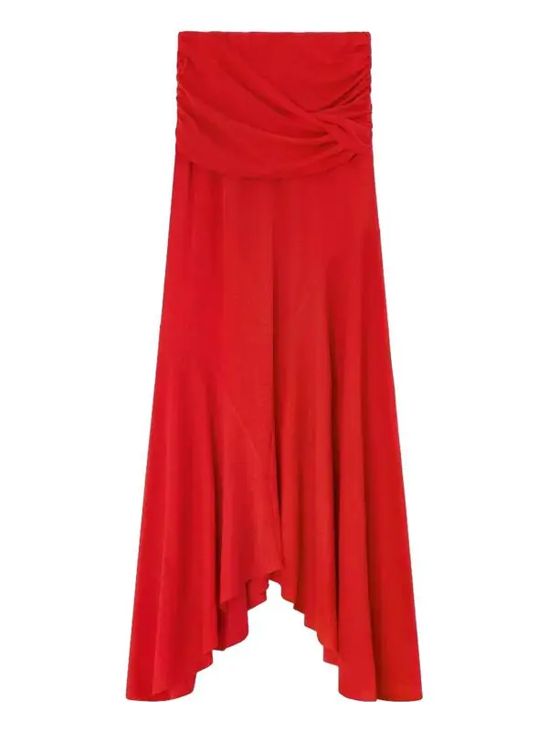 GANNI Draped Maxi Skirt - Red