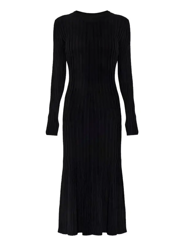 AMI Paris Ribbed-knit Midi Dress - Black