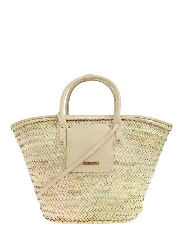 Jacquemus Soli Woven-raffia Leather-trim Tote Bag - Neutrals