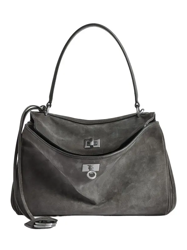Balenciaga Rodeo Small Suede Top Handle Bag - Grey