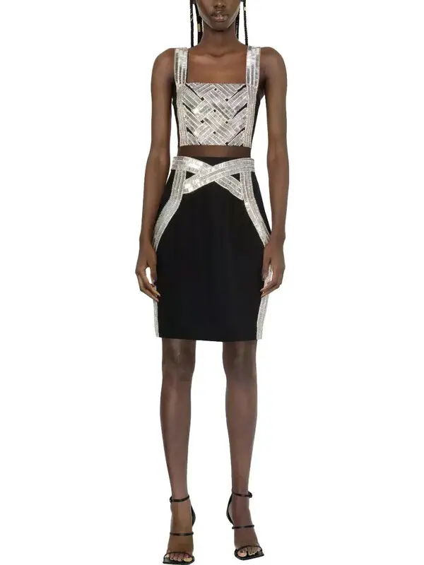 Balmain Sequin-embellished Wool Pencil Skirt - Black