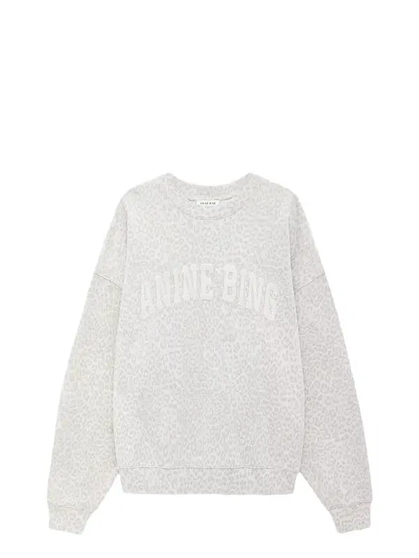 ANINE BING Leopard Print Logo Sweatshirt - Neutrals