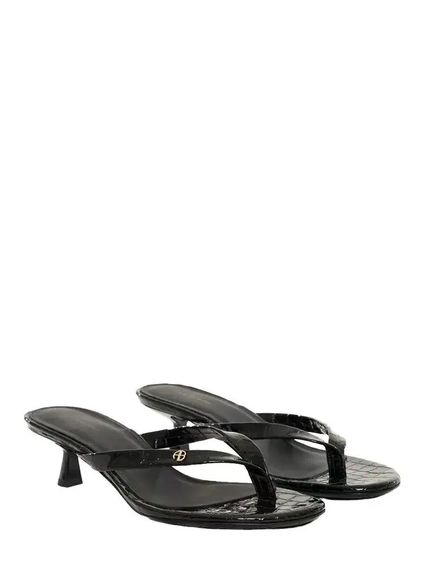 ANINE BING Noelle Croc-embossed Heeled Sandals - Black