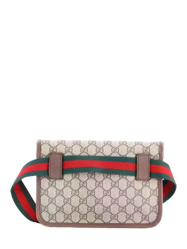 Gucci Neo Vintage Flap Gg Coated Canvas Belt Bag - Brown