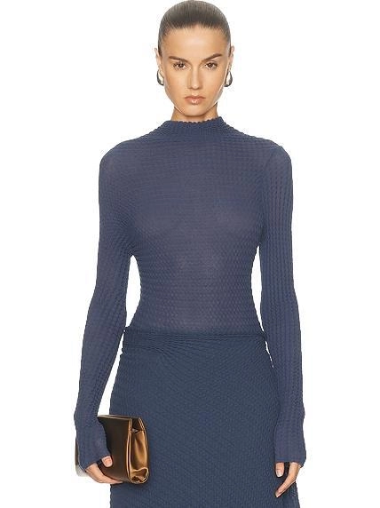 Victoria Beckham Long Sleeve Mockneck Top - Eclipse