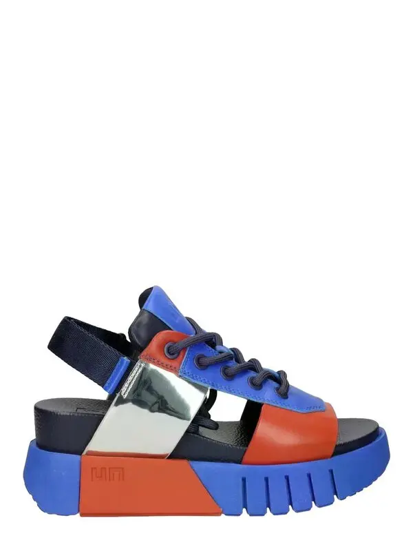 United Nude Colour-blocking Lace-up Sandals With Metallic Panels - Blue