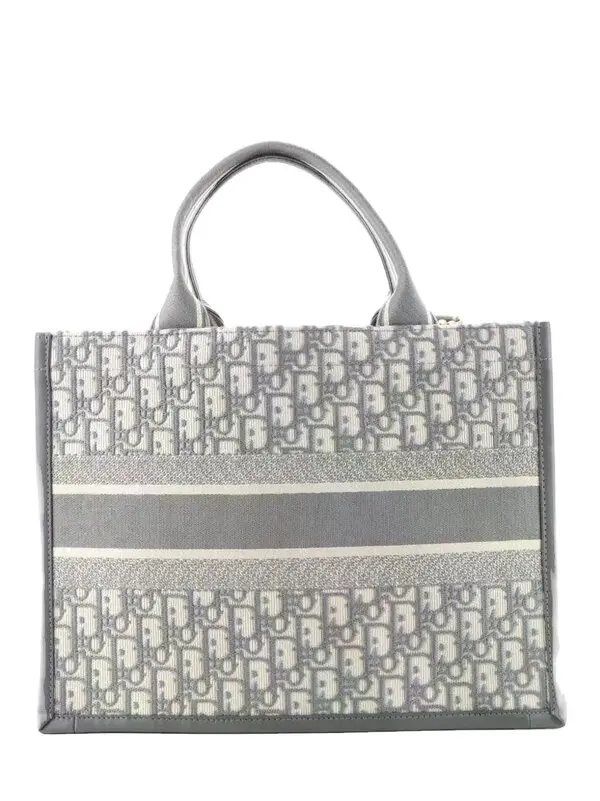 Dior Book With Strap Oblique Canvas Medium Tote Bag - Grey