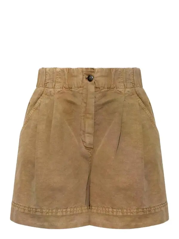 Moncler Pleated Logo-patch Cotton Shorts - Neutrals