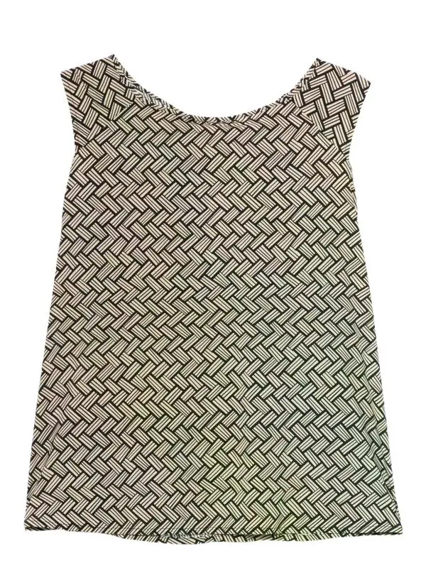 SIYU Geometric Pattern Sleeveless Blouse - Neutrals