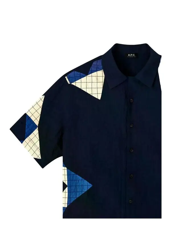 A.p.c. Patchwork Grid-pattern Shirt - Blue