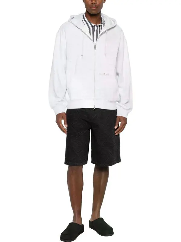 Carhartt Work In Progress Logo-embroidered Zip-up Hoodie - Grey