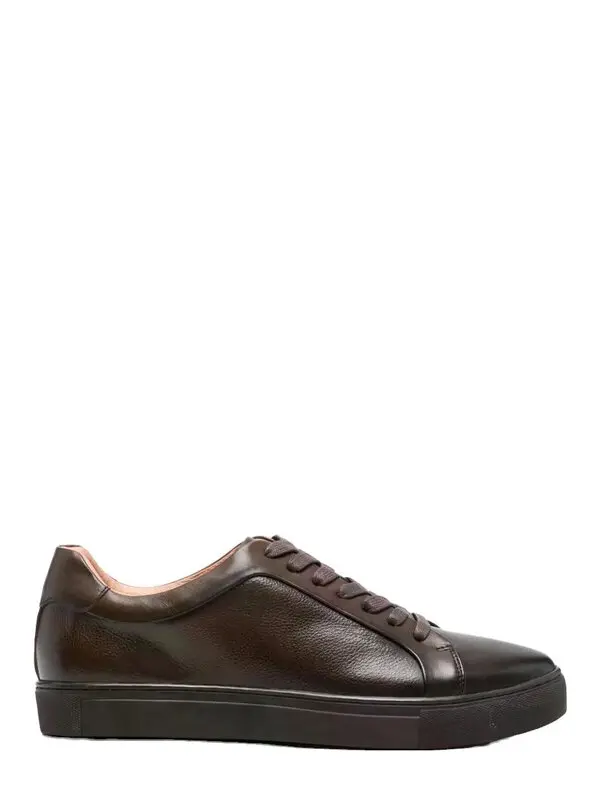 SERGIO MORETTI FIRENZE Pebbled Leather Lace-up Sneakers - Brown