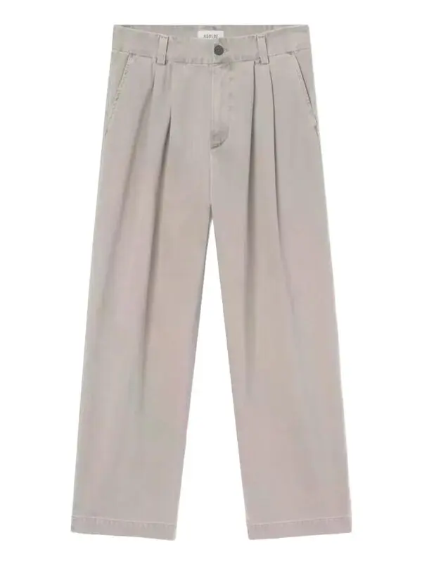 AGOLDE Slater Pleated Straight-leg Cotton Trousers - Neutrals