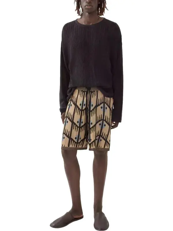 Commas Geometric Jacquard Knitted Shorts - Neutrals