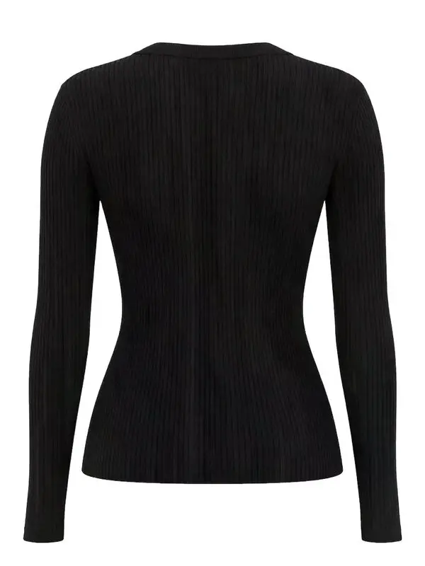 Guess Button-detail Ribbed-knit Sweater - Black