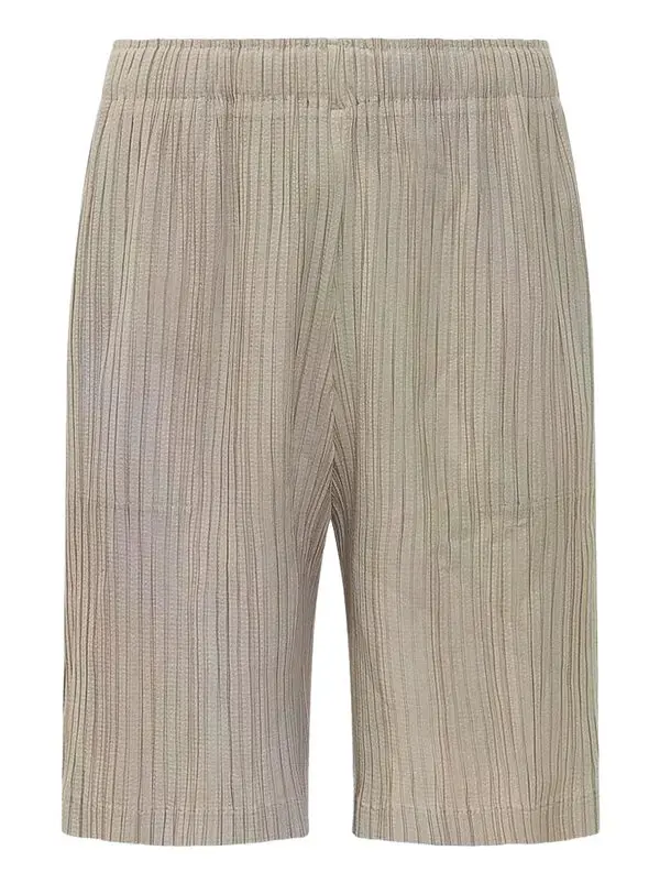 GONGDID DESIGN Crinkled Stripe Shorts - Neutrals