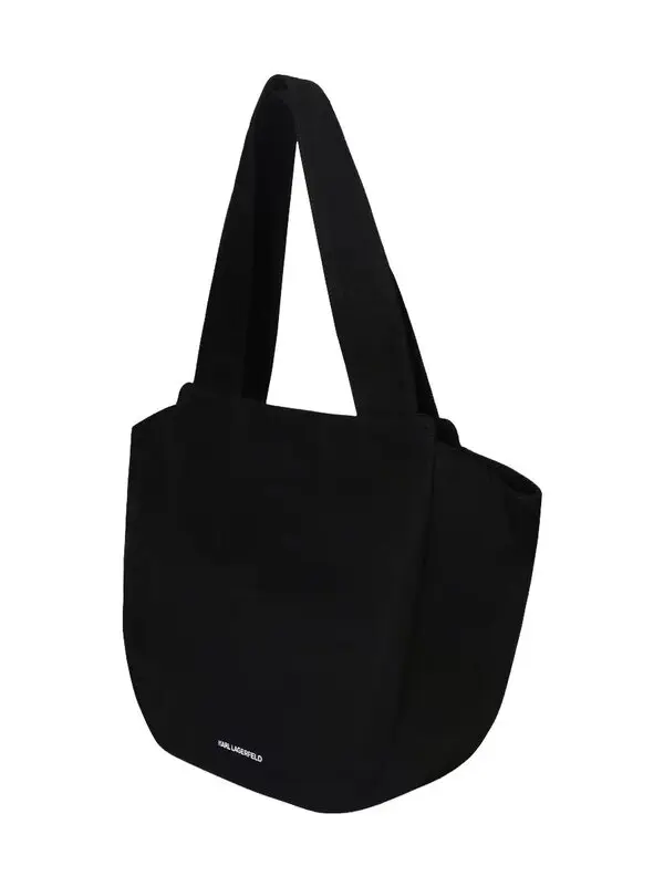 Karl Lagerfeld Ruffled Logo Tote Bag - Black