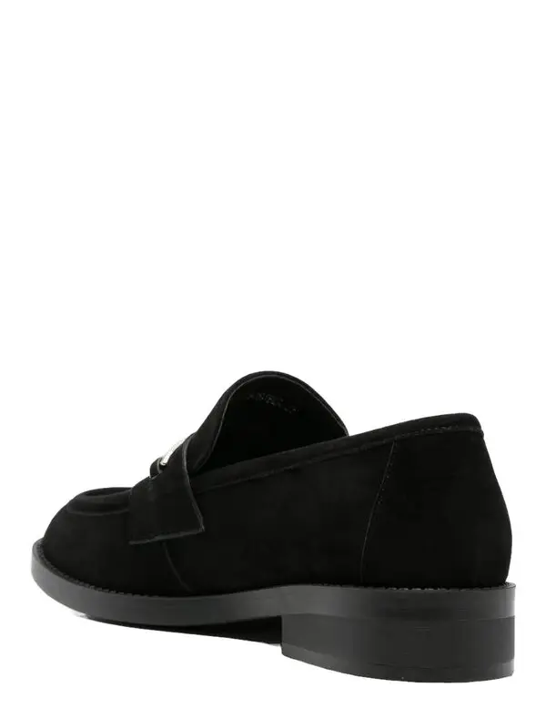 ADRIANNA FERETTI Plaque-detail Suede Loafers - Black