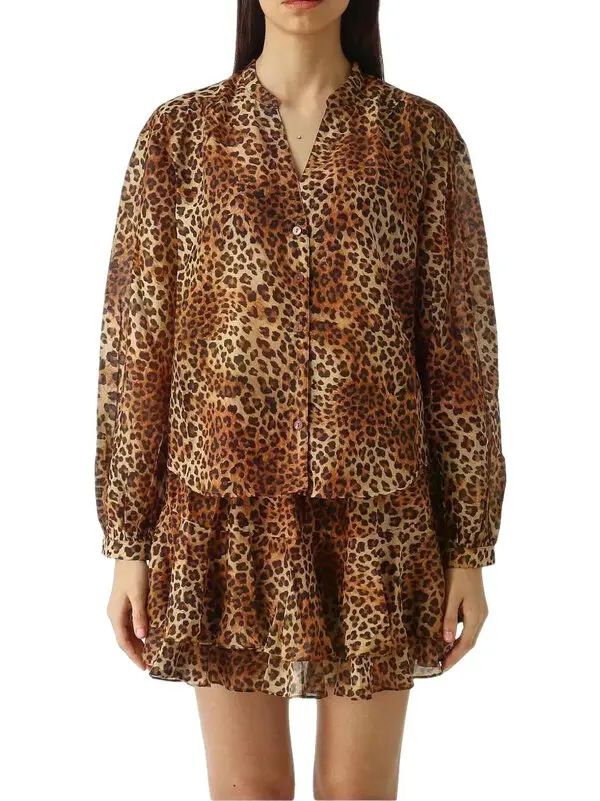 MC2 SAINT BARTH Leopard-print Semi-sheer Shirt - Brown