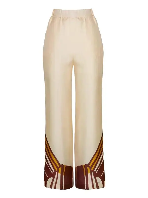 Raquel Diniz Sofia Trousers With Graphic Print Hem - Neutrals