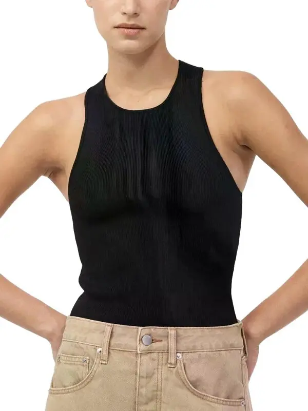 ST. AGNI Ribbed Racer-back Tank Top - Black