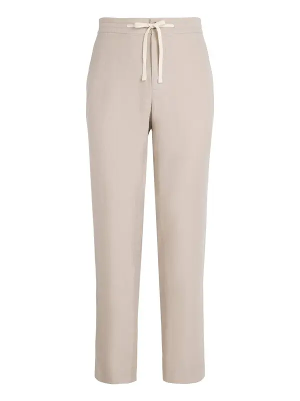 Vince Linen Drawstring Straight Trousers - Navy
