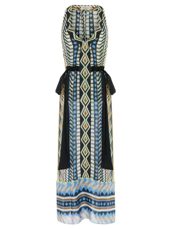 TEMPERLEY LONDON Geometric Print V-neck Dress - Black