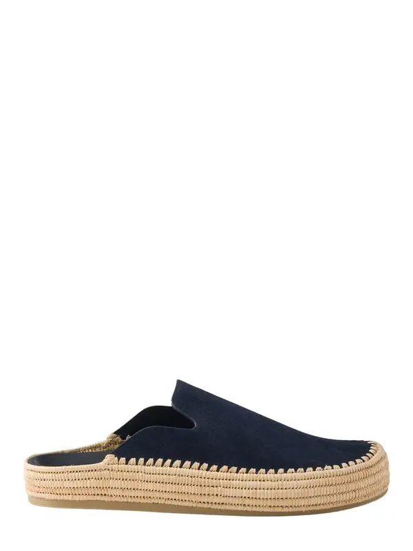 Prada Suede Espadrille Mules - Blue