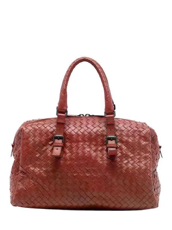 Bottega Veneta Woven Nappa Leather Boston Bag - Red