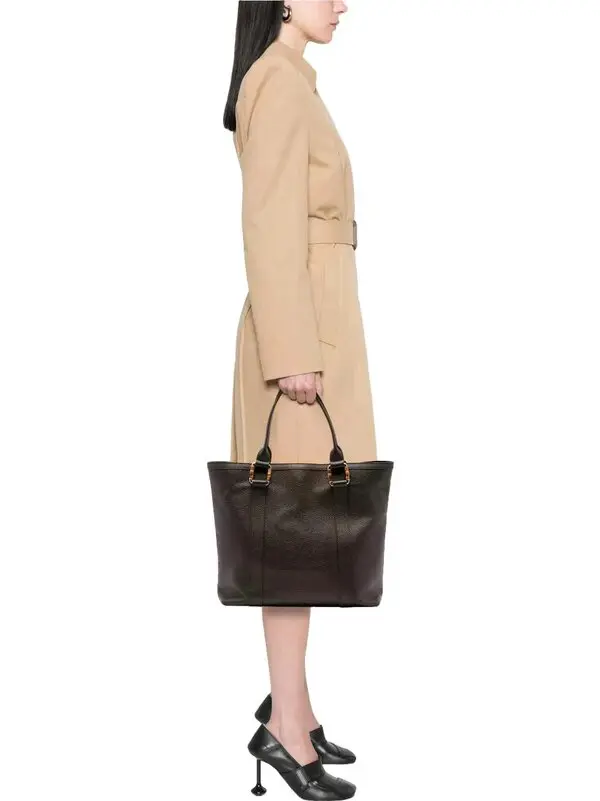 Gucci Grained Calfskin Bamboo Shopper Tote Bag - Brown