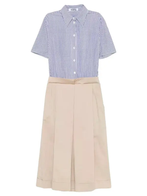 Vivetta Striped Pleated Midi Dress - Neutrals