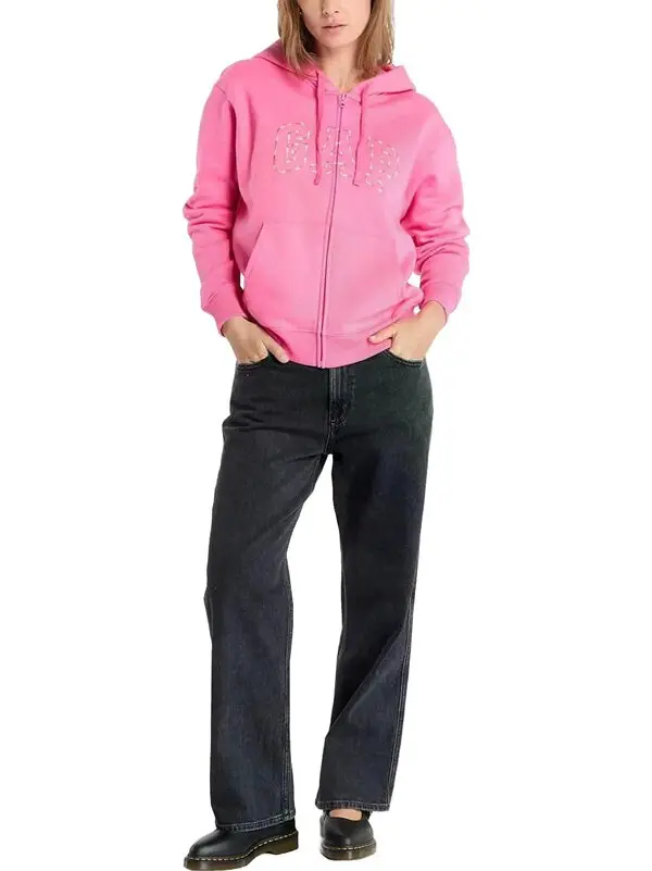 Gap Logo Embroidered Zip-up Hoodie - Pink