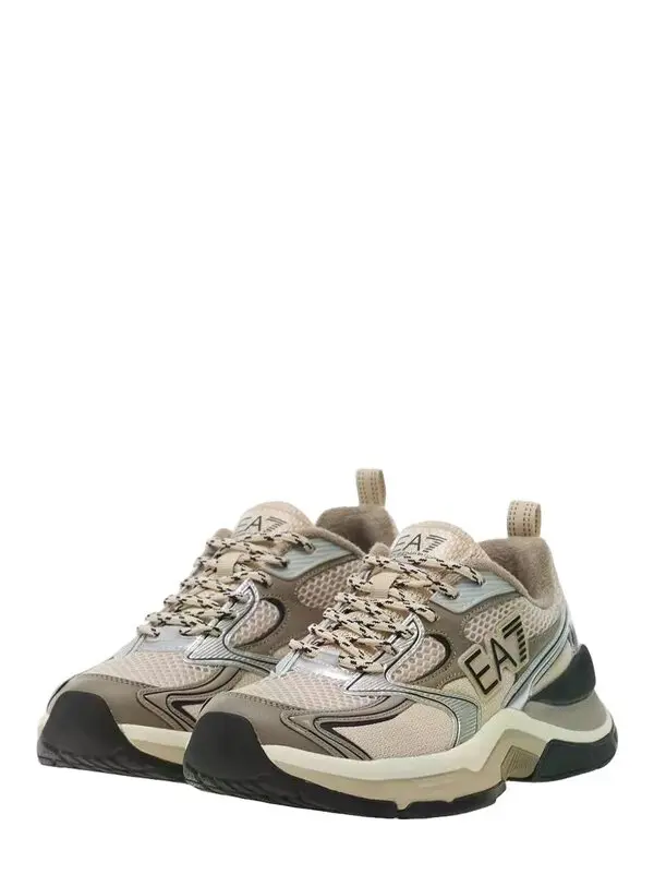 EA7 Mesh-panel Logo-patch Sneakers - Neutrals