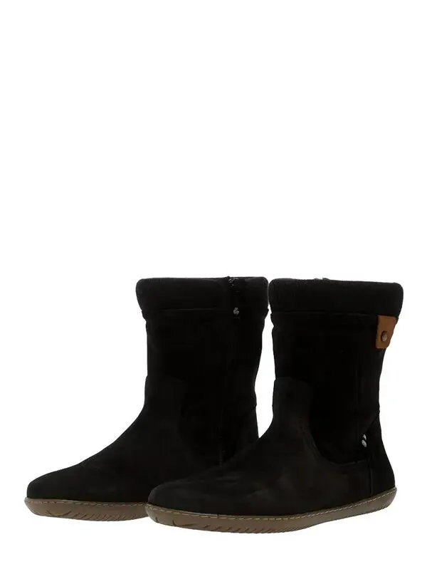 GROUNDIES Iceland Ribbed Detail Suede Boots - Black