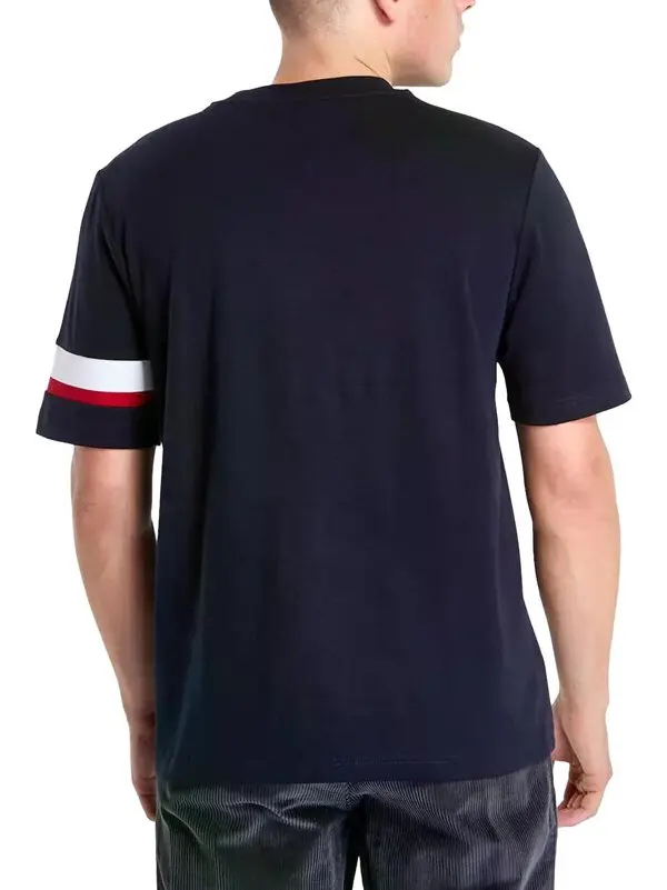 Tommy Hilfiger Embossed-logo Stripe-detail T-shirt - Blue