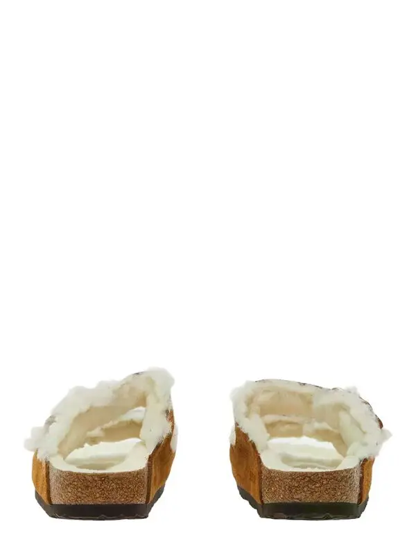 BIRKENSTOCK Arizona Shearling Lined Suede Sandals - Brown