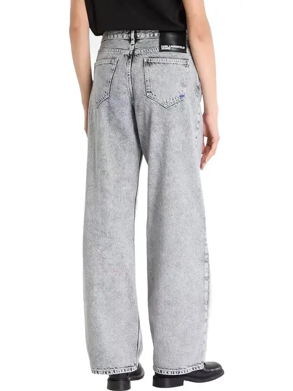 Karl Lagerfeld Acid Wash Wide-leg Jeans - Grey