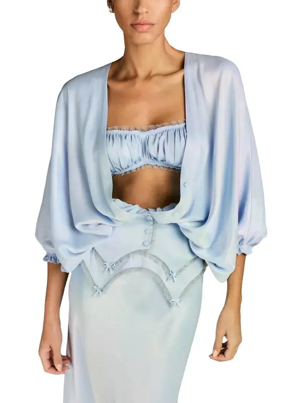 MARK-OFF Lina Puff-sleeved Blouse - Blue