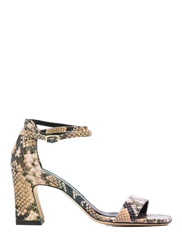 THE SELLER Snakeskin-effect Sandals With Buckle-fastening Ankle Strap - Neutrals