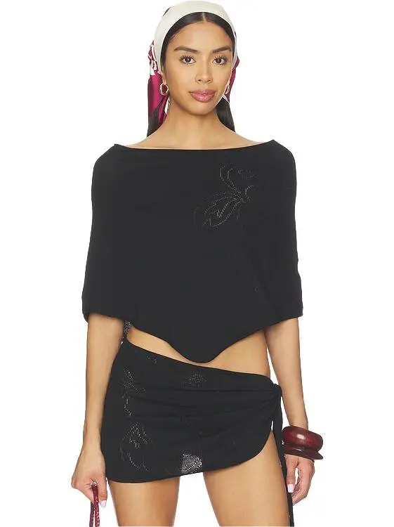 Frankies Bikinis Scout Knit Poncho In . Also - Black