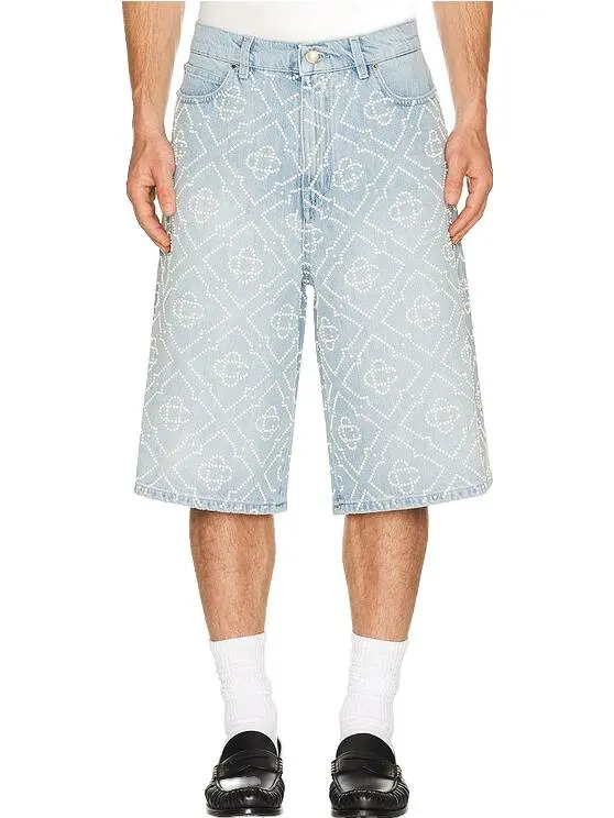Casablanca Pearl Denim Shorts In . Also - Blue