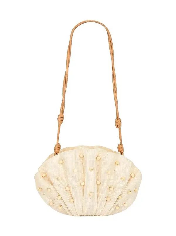 Poolside The Origami Beaded Scallop Clutch - Brown