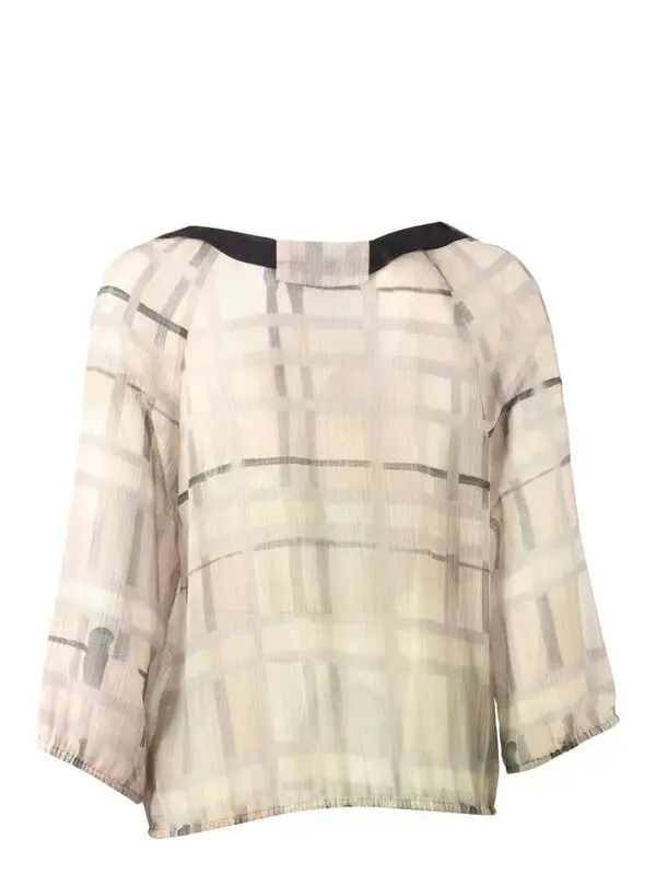Emporio Armani Checked Blouse With Bow Detail - Neutrals