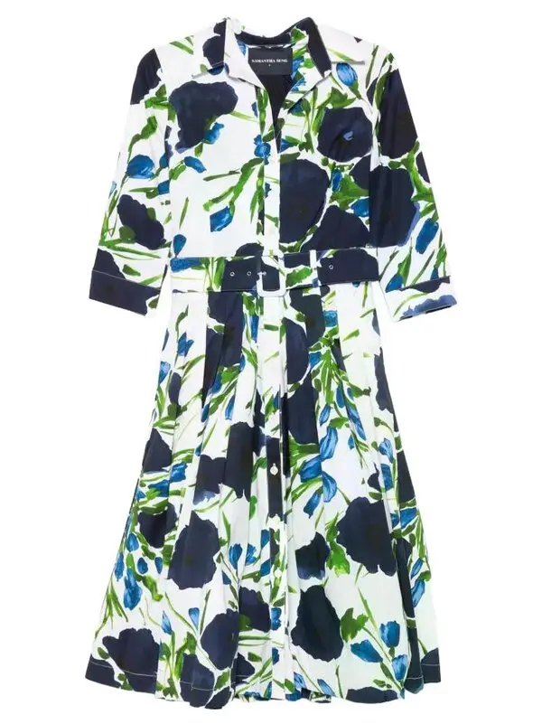 Samantha Sung Audrey Floral Print Midi Dress - White