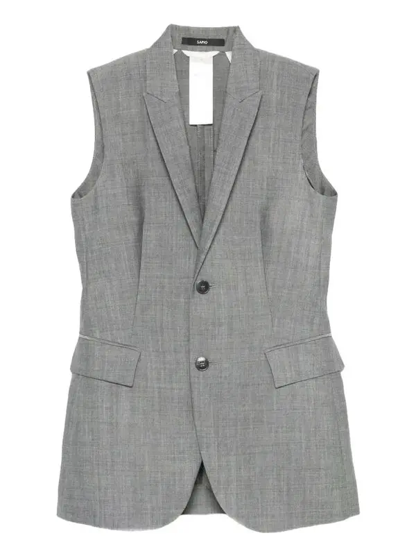 SAPIO Sleeveless Gilet With Front Button Fastening - Grey