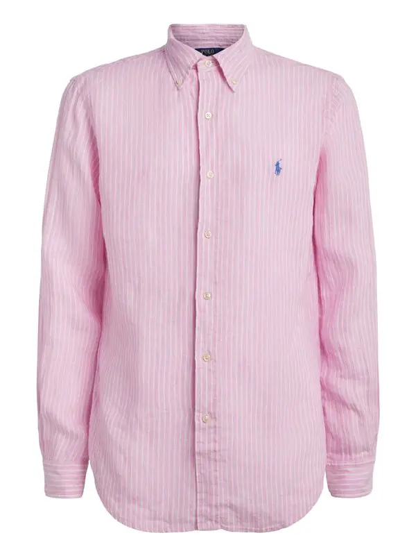 Polo Ralph Lauren Linen Custom-fit Stripe Shirt - Pink