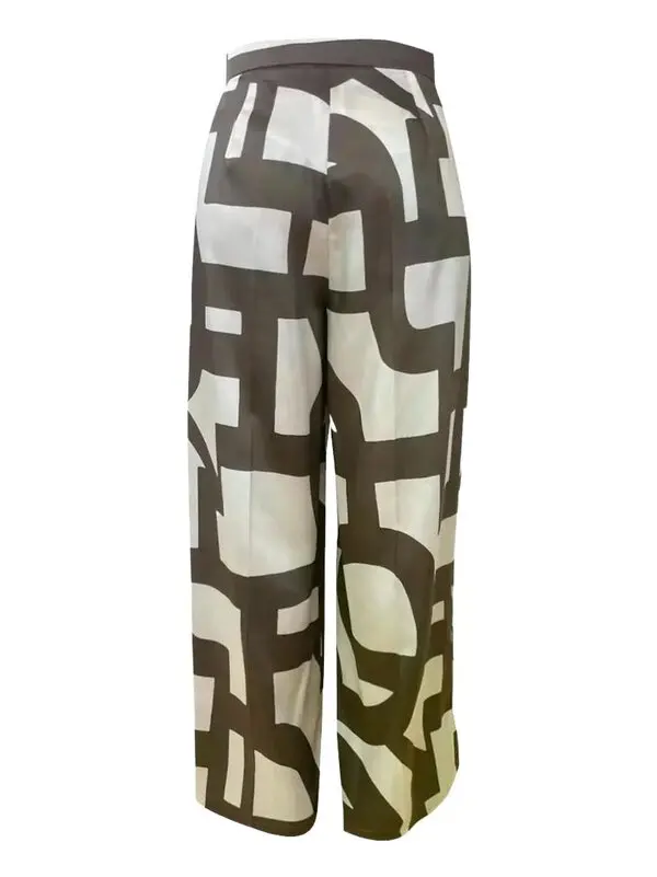Marella Geometric-print Palazzo Pants - Grey