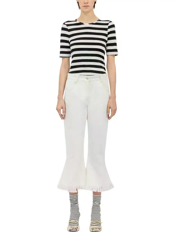 MSGM Fringed-detail Trousers - White