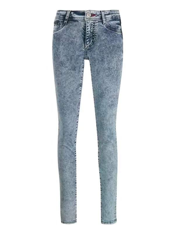 Philipp Plein Acid Wash Denim Leggings - Blue