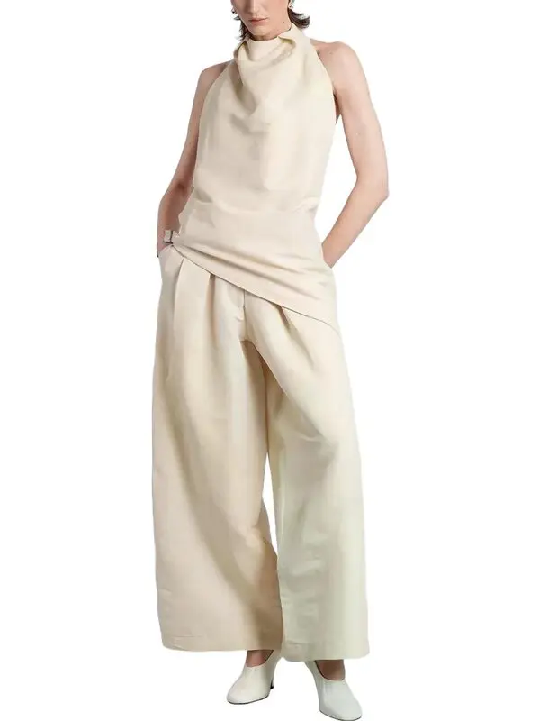 BATAKOVIC Pleated Wide-leg Palazzo Trousers - Neutrals
